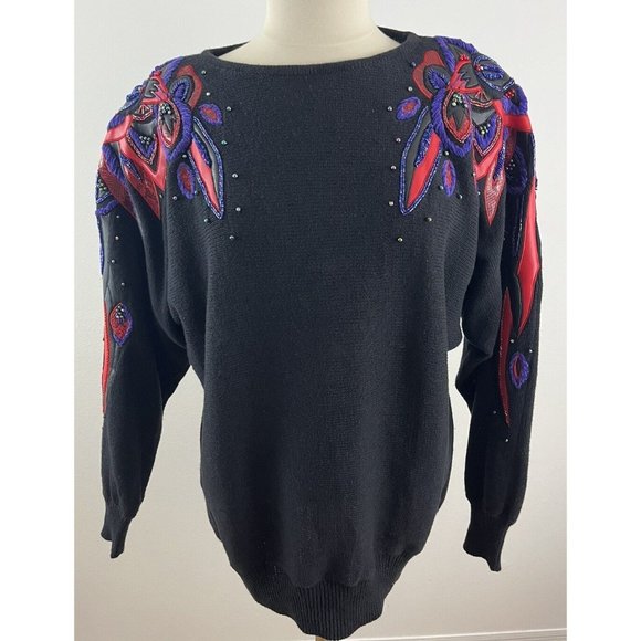 CERVELLE | Sweaters | Vintage 8s 90s Cervelle Womens L Embellished ...